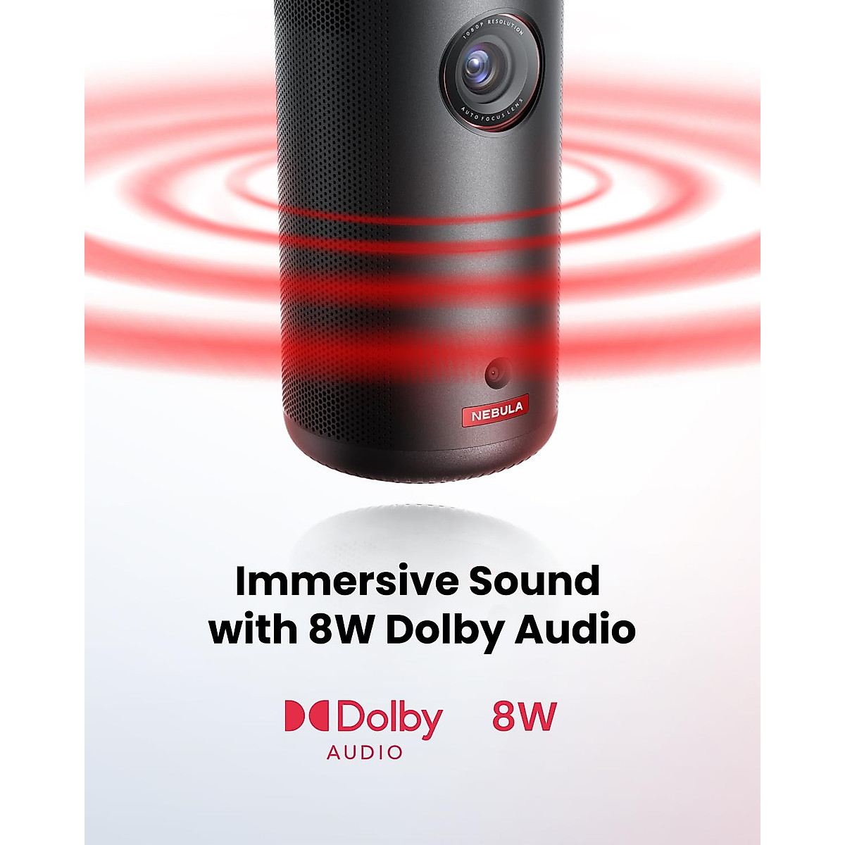 Anker NEBULA Capsule, Smart Wi-Fi Mini Projector, 100 ANSI Lumen Portable Projector, 360° Speaker, Movie Projector, 100 Inch Picture, 4Hr Video Playtime for Inside and Outside, Watch Anywhere