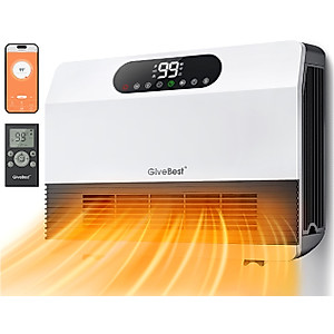 GiveBest Smart Wall Heater, 1500W Fast Heating Space Heater for Bedroom, Electric Space Heater with Thermostat for Indoor Use, Floor or Wall Mounted, On/Off Timers, Works with Alexa, 2024 Upgrade