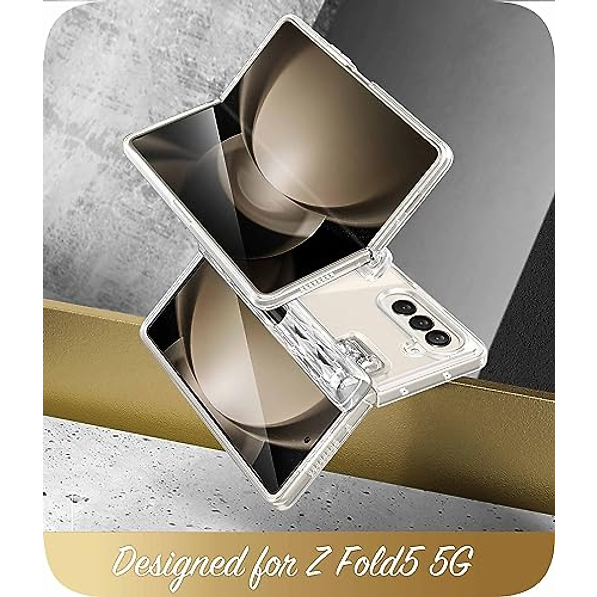 i-Blason for Samsung Galaxy Z Fold 5 Case with Pen Holder, Clear Full-Body Protective Z Fold 5 Case with Built-in Screen Protector & Hinge Protection (Clear)