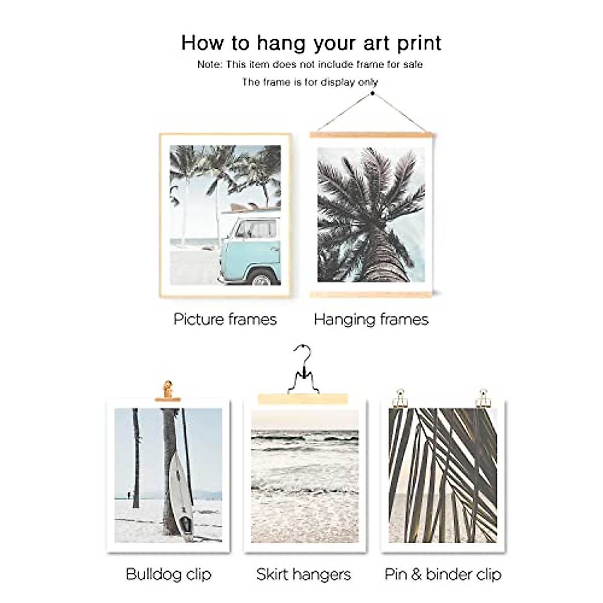 Admmixoo Beach Wall Art Prints Set of 6 Canvas Art Wall Artwork Landscape Coastal Surf Poster Palm Tree Pictures Photo Paintings on Canvas for Home Decor Room Wall Decor (8"x10" UNFRAMED)