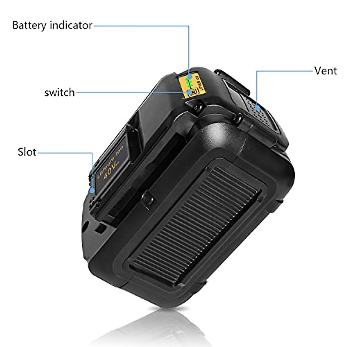 40V 7500mAh Replacement Battery DCB404 DCB406 DCB407 DCB114, Lithium Ion Premium Battery Compatible with Dewalt All 40V MAX Tools