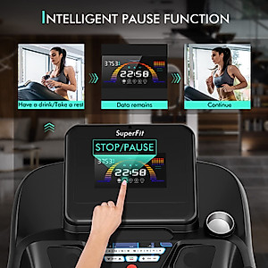 GYMAX Folding Treadmill, 4.75HP Auto Incline Treadmill with LED Monitor, Blue Tooth Speaker, App Control, 20 Preset Programs & Pulse Grip, Foldable Running Walking Jogging Machine for Home Gym