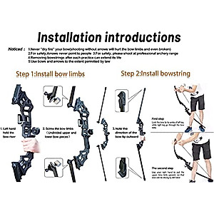 Monsour Archery 51" Takedown Recurve Bow and Arrows Set for Adults Right Hand Longbow Kit Metal Riser for Beginner Shooting Practice (Black 40lb)