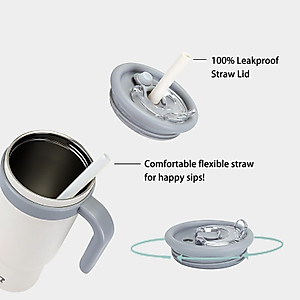 Riley Joy 40 oz Tumbler with Handle and Straw, Leakproof Vacuum Insulated Travel Tumblers with Lids, Stainless Steel Spill Proof Tumbler for Car, Water Bottle for Cold or Hot Drinks, Almond Birch