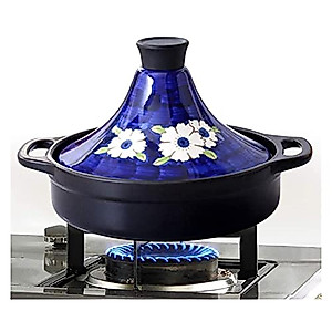 Easy To Clean Moroccan Tagine With Lid Lead Free Casserole Stew Pot For Different Cooking StylesHome Kitchent 22.5.29 (Color : Blue)