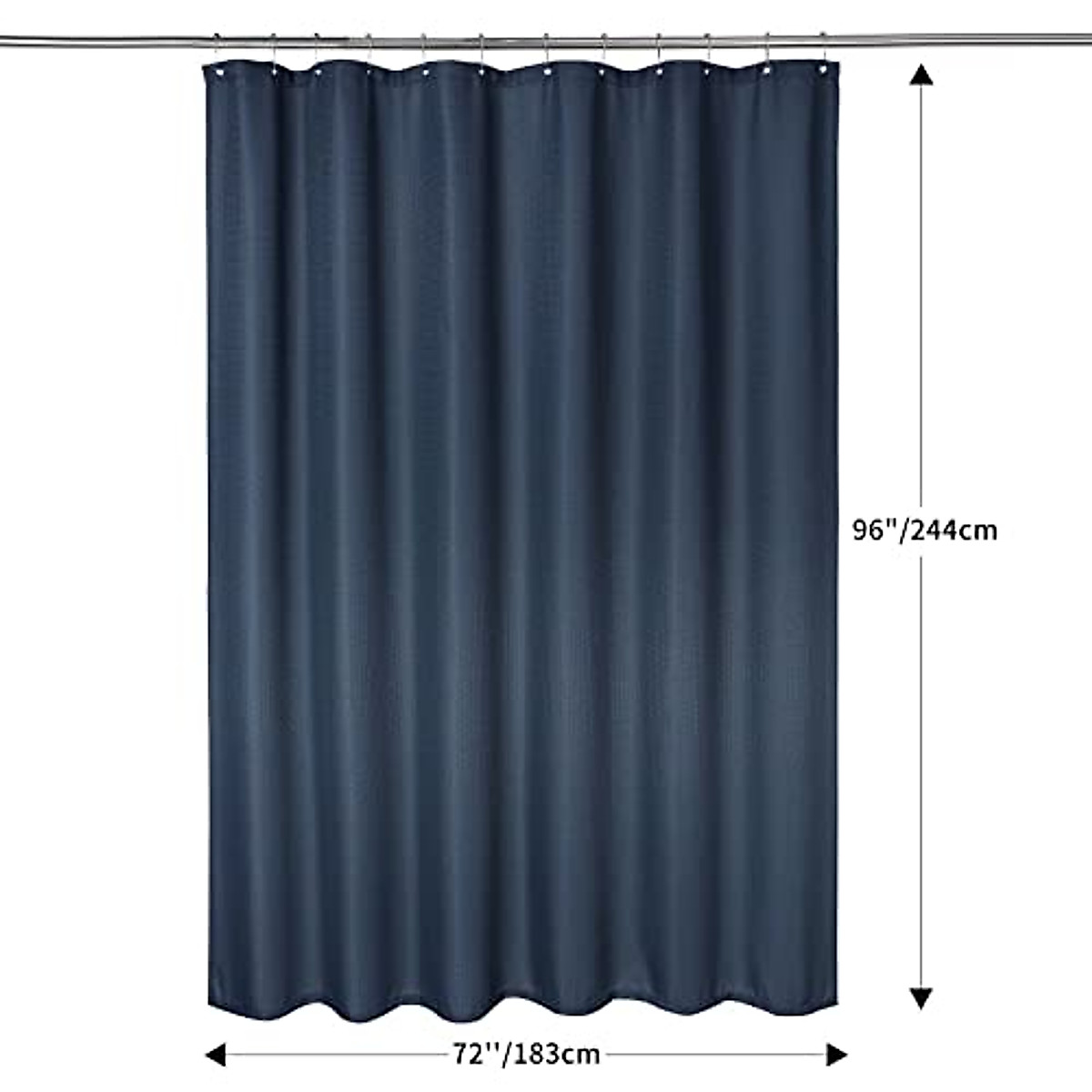 GlowSol Polyester Waffle Weave Fabric Shower Curtain Bathtub Curtain Hotel Grade Shower Curtain for Bathroom Water Proof 96 Inches Long Navy