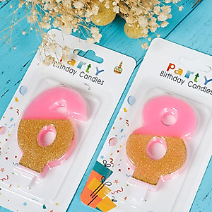 Hongplus Pink Glitter 1st Birthday Candles, Number 1 Candle, Cakes Candle, Candles for Cake, Happy 1st Birthday Cake Topper Decorations for Girls First Birthday Anniversary Wedding Party