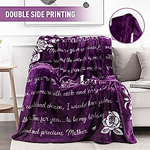 Jekeno I Love You Mom Gift Blanket, Double Sided Printed Throw Birthday Gifts for Women Unique Mom Gifts from Daughter or Son for Birthday, Mothers Day, Christmas, Warm Soft 50"x60" (Purple)