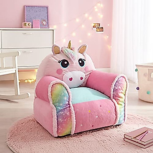 Idea Nuova Heritage Kids Cozy and Durable Unicorn Figural Bean Bag Chair with Sherpa Trim, for Bedroom & Platyroom,Ages 3+