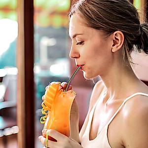 Vzaahu 12-Pack Reusable Stainless Steel Rainbow Metal Straws with Case and Brush - Eco Friendly Long Drinking Straws for 20 24 30oz Yeti Tumblers Mason Jar Dishwasher Safe