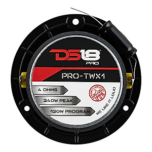 DS18 PRO-TWX1 Super Tweeter in Silver - 1", Aluminum Frame and Diaphragm, 240W Max, 4 Ohms, Built in Crossover - PRO Tweeters are The Best in The Pro Audio and Voceteo Market (Pair) - Silver (Renewed)