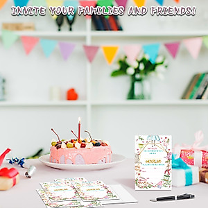 YQV Wonderland 1st Birthday Invitations Cards, 4"x 6" Onederland Birthday Party Invites with Envelopes for Party Decorations Supplies(20 Pieces) -D25