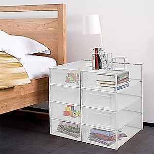 EazeHome Boot Box, Boot Storage, Boot Storage Solutions, 8 Pack Plastic Boot Storage Boxes, Stackable Storage Bins, Tall Boot Storage, Boot Storage Boxes for Tall Boots, Under Bed Boot Storage