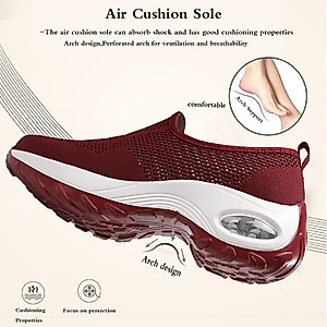 Dimleen Womens Mesh Walking Shoe Slip-on Air Cushion Orthotic Sneaker Lightweight Breathable Plantar Fasciitis Platform Nurse Loafers (Full Black,7,Women,7)