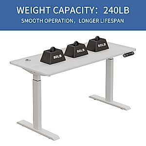Bilbil Dual Motor Electric Standing Desk Frame - Adjustable Height Workstation for Home and Office, Fits 48'' to 70'' Desktops (White Frame)
