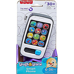 Fisher-Price Baby Learning Toy, Laugh & Learn Smart Phone, Electronic Toy with Lights and Music for Babies and Toddlers, Gray
