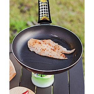 2 Pack Cast Iron Handle Cover, Sunflower Pot Holders Covers Heat Insulation, Spring Floral Summer Botanical Black Plaid Skillet Handle Cover Hot Pan Handle Sleeve for Kitchen Cooking Cookware