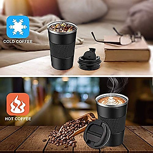 GEMFUL Travel Coffee Mug Double Walled Insulated Tumbler Cups for Cold and Hot Drinks 17oz