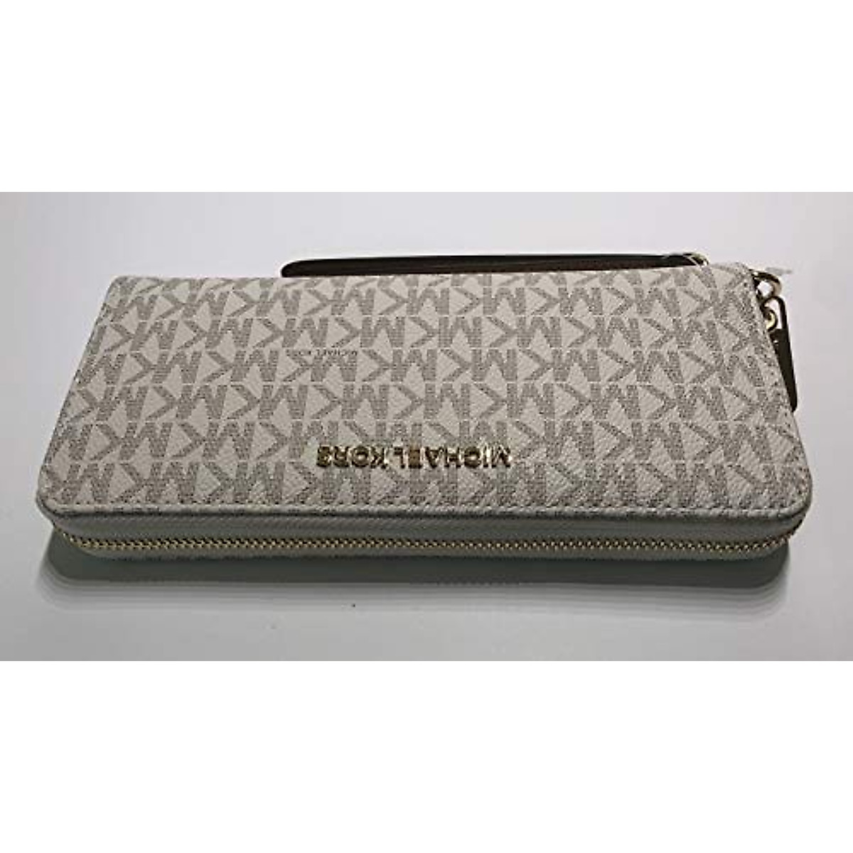 MICHAEL Michael Kors Jet Set Travel Continental Wallet Wristlet (Signature MK Vanilla)