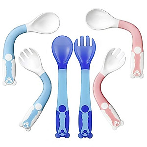 PandaEar Baby Bendable Utensils Spoons| Training Learning Feeding for Kids Toddlers Children and Infants| BPA Free 3 Sets| Great Gift Set | Easy Grip Fork Tableware