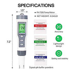 VIVOSUN 3-in-1 Digital pH Meter with ATC, Soil Tester for Moisture, pH and Light-Indoor and Outdoor Use