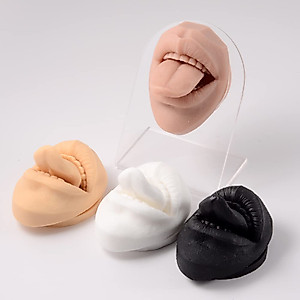 CHUANCI Soft Silicone Flexible Mouth Model Displays Human 3D Silicone Tongue Model Simulation for Piercing Jewelry Display Teaching tool (Coffee Color)