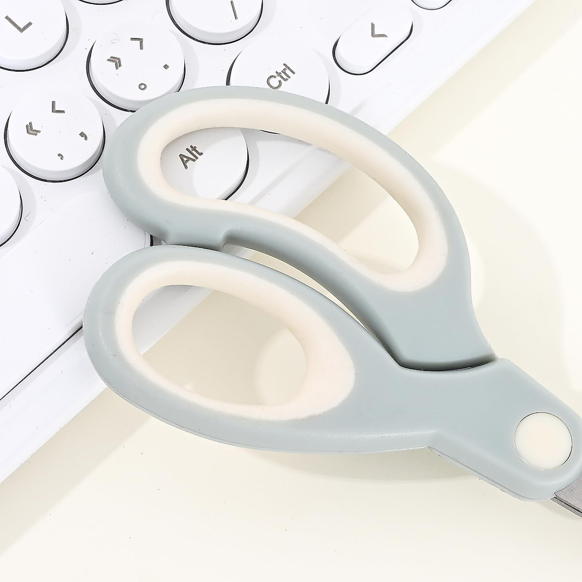 Pastel Non Stick Scissors All Purpose Office Craft Scissors Soft Grip Cutting Tool, Blunt Tip Fabric Shears Kids Scissors for Crafting, Sewing,Left & Right Handed (1 Pack, Pink)