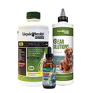LIQUIDHEALTH 2 Oz Dog Glucosamine Drops Joint Juice, Chondroitin Hip and Joints Relief Vitamin Supplement Formula, Hyaluronic Acid - Small Dogs Canines Puppies