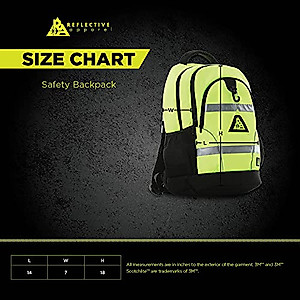 Reflective Apparel High Visibility Waterproof Safety Backpack - 3M Reflective Tape, 100% Polyester Oxford - Lime, 14" x 7" x 18"