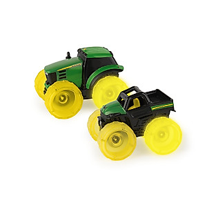 John Deere Monster Treads Lightning Wheels Mini Vehicle - Includes 1 Miniature Monster Truck Toy - Gator or Tractor Toy (Vehicle May Vary) - John Deere Toys