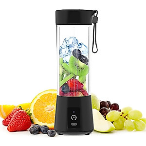 Portable Blender, Blender for Shakes and Smoothies, Personal Blender, Mini Shakes Juicer Cup 380ml USB Rechargeable with 6 Stainless Steel Blades for Kitchen,Sport and Travel, Black HSZZB X0316