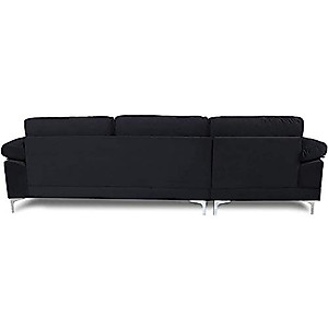 Restar Sectional Couch Left-Hand Facing, L-Shaped Couch for Family Living Room, Modern Large Velvet Sectional Sofa with an Extra-Wide Chaise Lounge (Black)