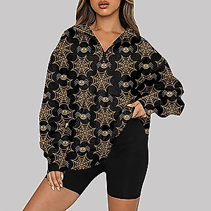 Sweaters for Women Oversized Sweatshirt for Women Long Sleeve Workout Tops for Women 1/4 Zip Sweatshirt Women Generic Oversized Long Sleeve Pullover Casual Tops Printed Sweater Y2k Shirts Loose Blouse