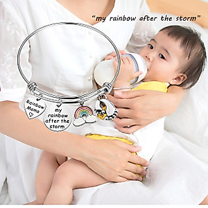 SEIRAA New Mommy Gifts Rainbow Baby Bracelet My Rainbow After the Storm Rainbow Jewelry for Pregnancy Expectant Mother (Rainbow Baby Bracelet)