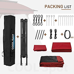 Cool Spot 11x11 Pop-Up Instant Gazebo Tent with Mosquito Netting Outdoor Canopy Shelter with 121 Square Feet of Shade by COOS BAY (Red)