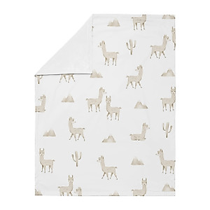 Sweet Jojo Designs Boho Llama Baby Boy Girl Blanket Receiving Security Swaddle for Newborn Toddler Nursery Gender Neutral Beige Taupe Tan Bohemian Southwest Aztec Watercolor Mountain Cactus Farmhouse
