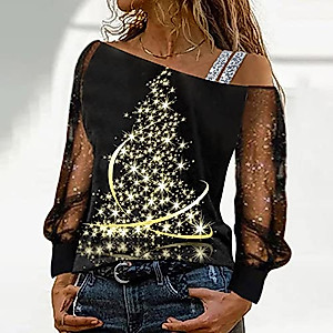 Christmas Outfits for Women Women Linen Shirt Christmas Sweaters for Women Graphic Print Ugly Christmas Sweatshirt Shirts for Women Drape Hem Sexy deep v Neck with Ribbed Cuffs Cardigan Outerwear