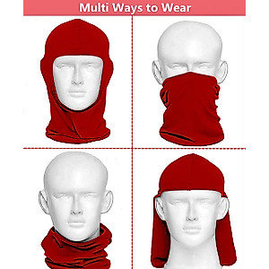 Balaclava Ski Mask Head Mask Full Face Mask Windproof Face Cover Sun UV Protection Scarf Men Women Outdoor Sport Cycling Cap (Dark Red)