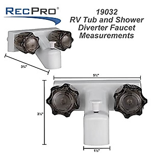 RecPro 4" RV Tub and Shower Diverter Faucet White/Smoke with Handheld Shower Head & Hose