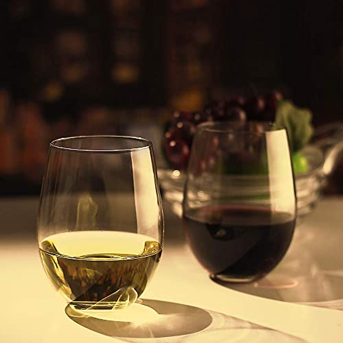 LUXU Stemless Wine Glasses(Set of 4)-20 oz,Crystal Wine Cups for Red or White Wine,Large Water Juice Glasses,No Stem Glass Beverage Cups,Clear Drinking Tumblers for Any Occasion