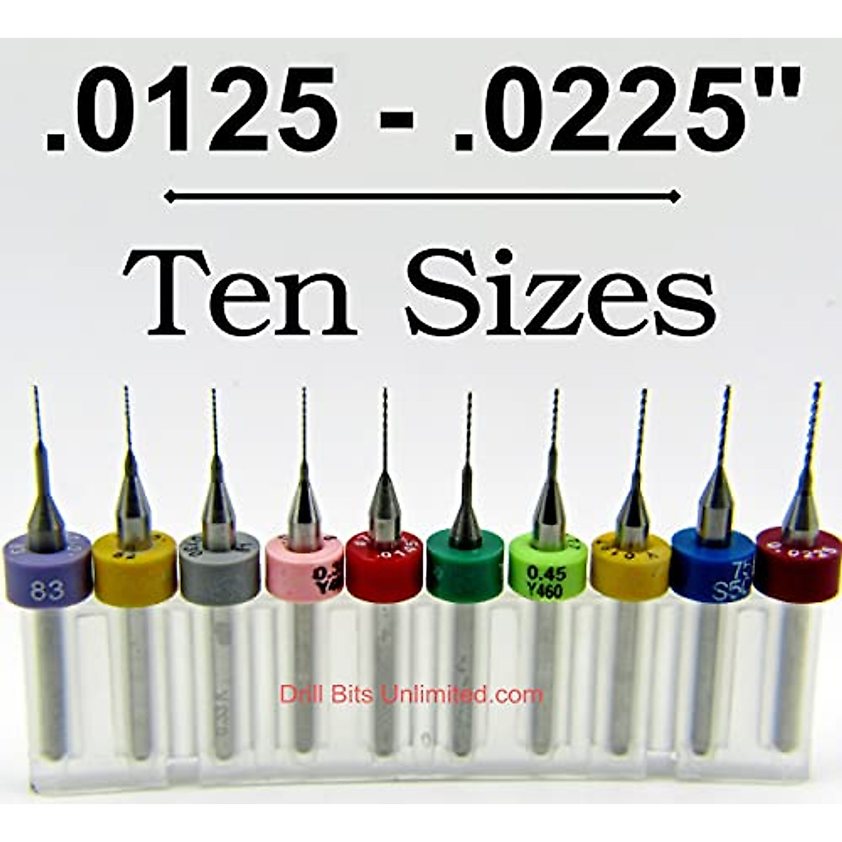 Drill Bits Unlimited Ten Size Solid Carbide Drill Bit Set #83, 82, 81, 80, 79, 78, 77, 76, 75, 74 1/8 inches Shanks