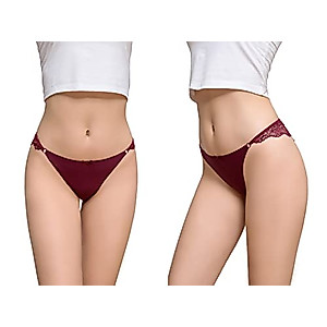 Solavia 6 Pack of Lace Panties for Women, Soft Stretch No Show Tanga, Sexy Cheeky Underwear, Seamless Front Design