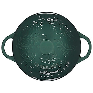 Le Creuset Olive Branch Collection Stoneware Mini Round Cocotte, 24 oz., Artichaut with Embossed Lid