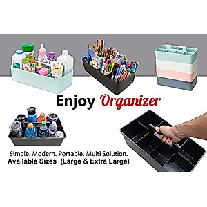 Enjoy Organizer- Commercial Large Portable Caddy Stackable Carry Caddy, Black, Carrier for Cleaning Supplies, Tools, All-Purpose Carry Caddy Made In USA (Mint)