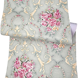 SimpleLife4U Retro Rose Furniture Paper Light Green Self-Adhesive Shelf Liner School Locker Sticker 17.7 Inch by 9.8 Feet