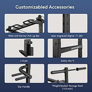 Sportsroyals Power Cage, Multi-Function Power Rack with Adjustable Cable Crossover System and More Training Attachment, Weight Cage for Home Gym