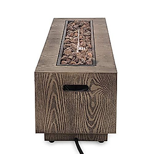 Christopher Knight Home Abbott Outdoor Rectangular Fire Pit with Tank Holder, Brown Wood Pattern