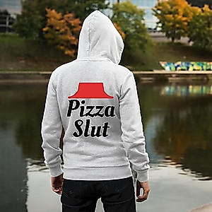 Unique Pizza Slut Coffee for Coffee Lovers White and Muticolor Unisex Hoodie