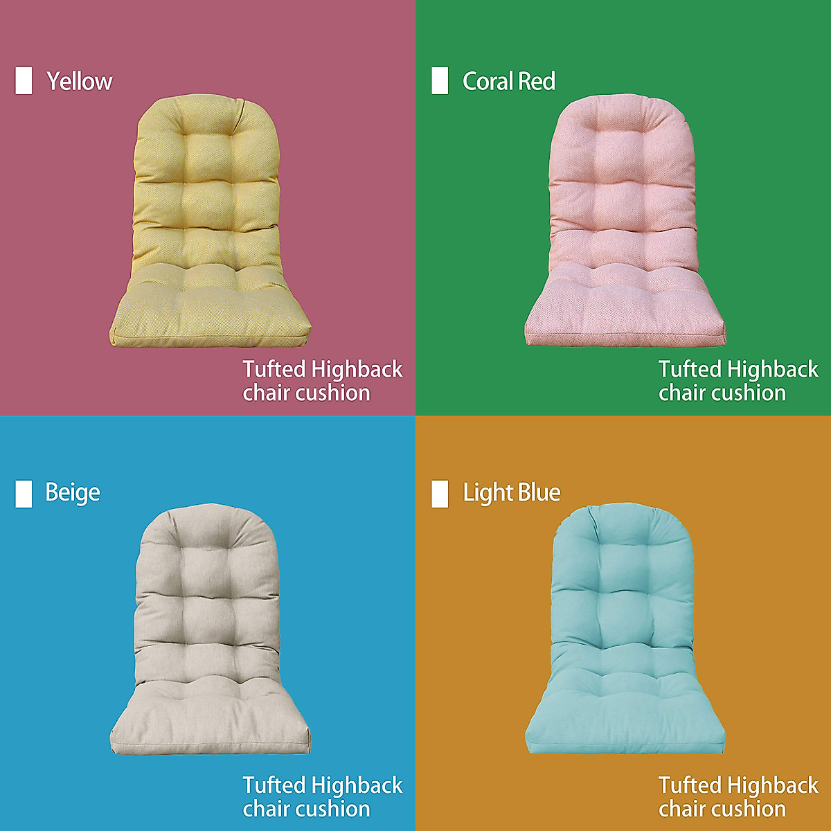 BOSSIMA Outdoor Patio Adirondack Chair Cushions Tufted Round Corner Taupe