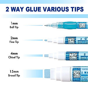 Kuretake Zig 2 Way Glue 3 Pens Set, AP-Certified, Adhesive for Kids, Artists, Crafters, Perfect for Scrapbooking, Craft, Card Making, Foil Calligraphy, Made in Japan…